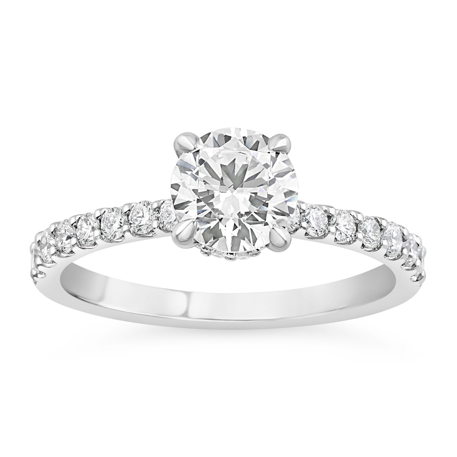 14K Hidden Collar Round Diamond Engagement Ring – Diamonds Rock