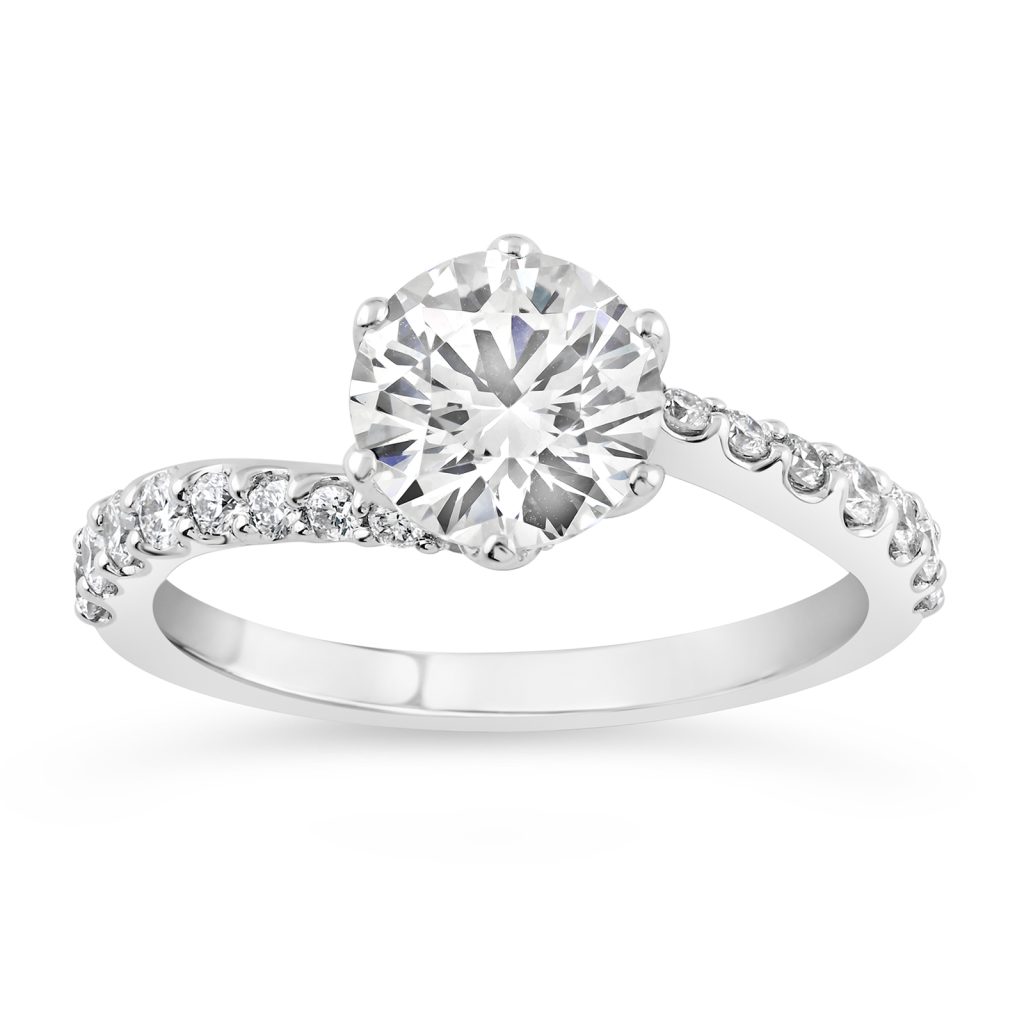 14K Round Diamond Bypass Engagement Ring – Diamonds Rock